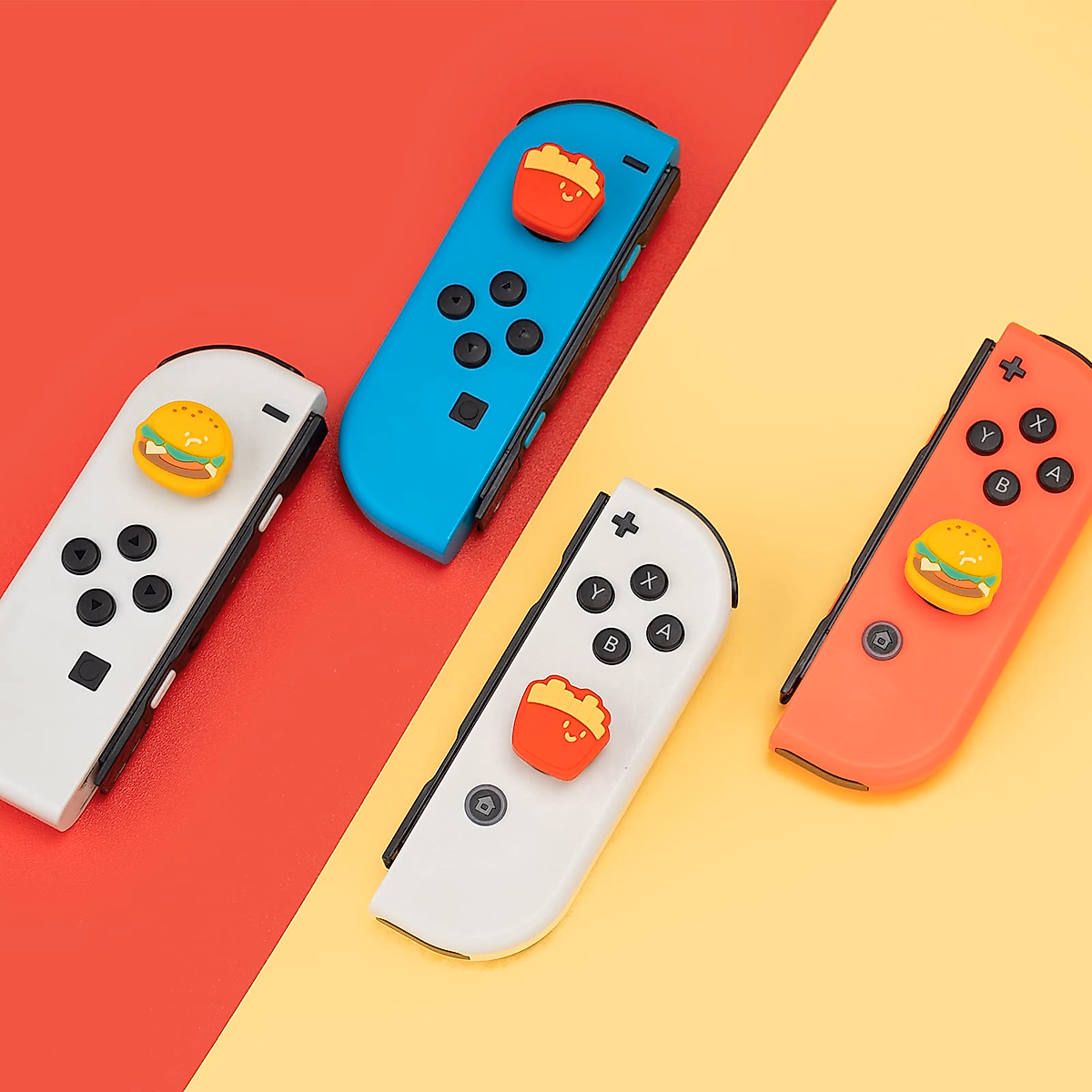 GeekShare Cute Silicone Joycon Thumb Grip Caps, Joystick Cover Compatible with Nintendo Switch/OLED/Switch Lite,4PCS - Chips Burger