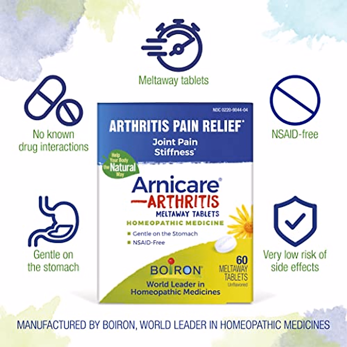 Boiron Arnicare Arthritis Tablets for Arthritis Pain Relief, Joint Soreness, and Rheumatic Pain - 60 Count