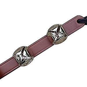 RRD Hanging Sleigh Bells for Door – Shopkeepers Bell Over The Door - 4 Silver Door Hanging Bell on Brown Leather Strap - Multi-Purpose Jingle Bell Door Christmas Sleigh Bells