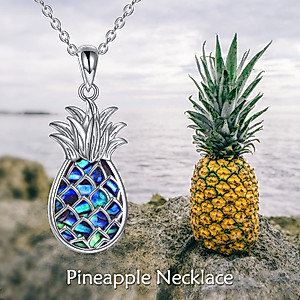 ONEFINITY Sterling Silver Pineapple Necklace Pineapple Pendant Jewelry Mothers Day Gifts for Women Mom (Abalone shell)