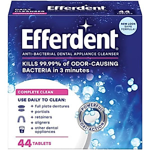 Efferdent Retainer & Denture Cleaner Tablets, Complete Clean, 44 Count, (Pack of 16)