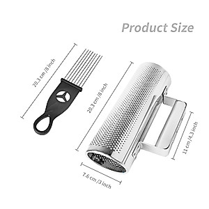 KEJJNYER 8 inch x 3 inch Stainless Steel Guiro Instrument Shaker, Guiro Shaker with Scraper Musical Instrument, Round Cylinder Latin Percussion Instruments Musical Training Tool Set