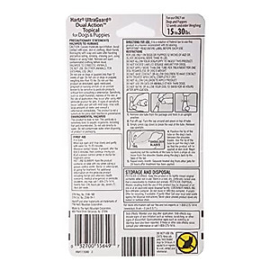 Hartz UltraGuard Dual Action Flea & Tick Topical Dog Treatment and Flea and Tick Prevention, 6 Months, 15-30 Pound Dogs