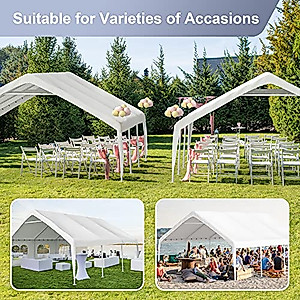 Morngardo Canopy Tent for Parties Heavy Duty 20'x20' Car Tent Metal Carport Portable Garage with Removable Sidewalls, White