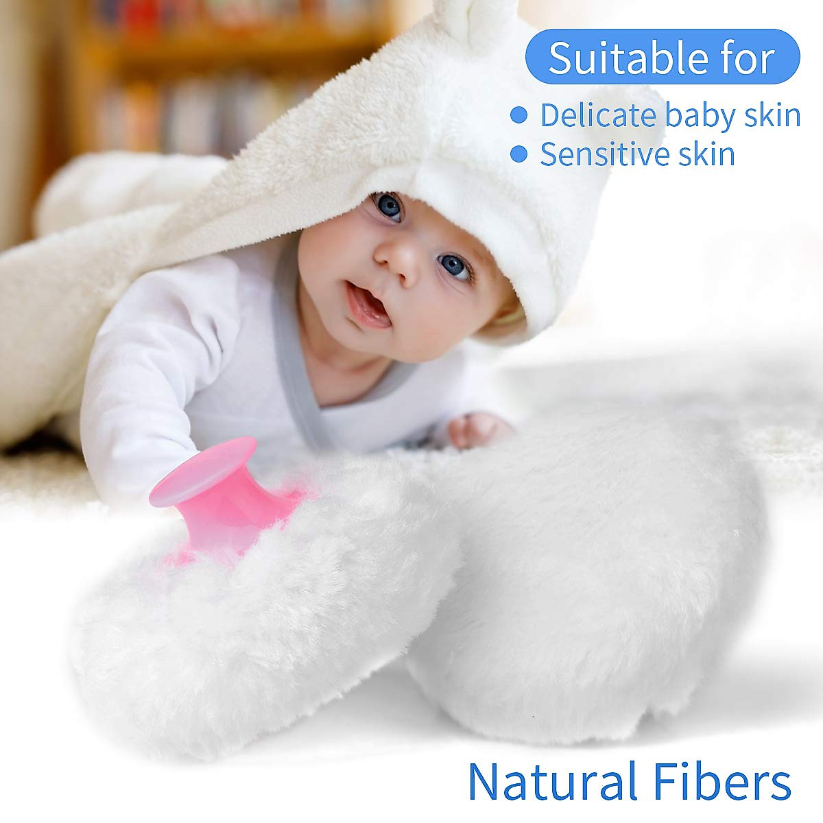 2pcs-Baby Body Cosmetic Powder Puff Kit Sponge Box Case Container(Blue&Pink)