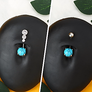 CM Crareesi Mania Turquoise Stone 14g Fashion Piercing Belly Button Rings Navel Piercing Rings Belly Button Jewelry