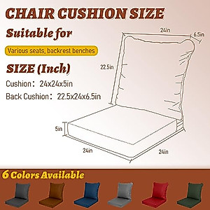 Outdoor Chair Cushions 24 x 24 inches, Soft and Comfortable Patio Furniture Cushions with Removable Cover,Outdoor Deep Seat Cushions and Cushion for Chairs, Sofas and Other Multiple Scenes. (Brown)