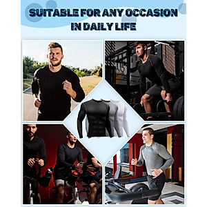 Hicarer 6 Pack Men's Athletic Compression Shirts Long Sleeve Workout Running Undershirt Thermal Sport Base Layer Top(Medium,Multicolor)