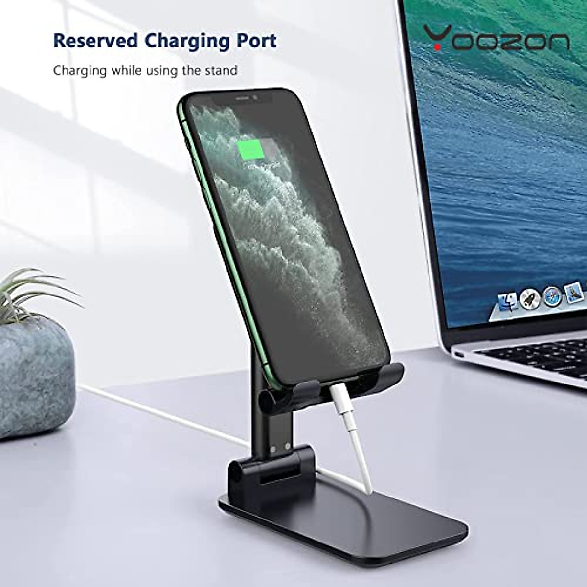 Adjustable Cell Phone Stand for Desk - Fully Foldable & Portable iPhone Stand, Office Mobile Phone Stand Holder,Cellphone Stand for iPhone 14 Plus 14 13 12 11 Pro Max Mini, Samsung, Smartphones(4-10")