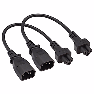 AAOTOKK (2 Pack) C14 to C5 AC Cable, 10A 125V IEC 3Pole Male to Mickey Mouse 3Pole Female Power Adapter,C5 to C14 AC Converter for Mickey Mouse Laptop Receptacle Converter (0.3m/1ft)(C5 to C14)