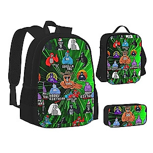 Moare Gorilla Tag Backpacks Set with Backpacks Lunch Bag Pencil Case Pencil Bag