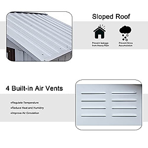 WIILAYOK 6' x 4' Outdoor Metal Storage Shed, Garden Shed with Floor Frame, Tool Storage Shed with Lockable Double Door and 3 Garage Hooks, Perfect for Backyard, Patio, Lawn