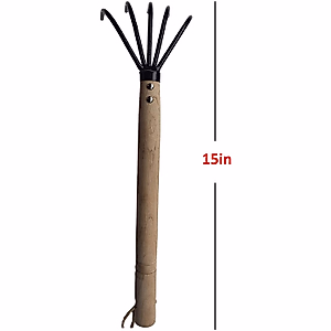 Garden Guru Hand Rake Cultivator Claw Soil Tiller - Military Grade Steel - Rust Resistant - 5 Tine Japanese Ninja Claw - Comfortable Wood Handle - Perfect Pulverized and Aerated Soil (2 Pack)