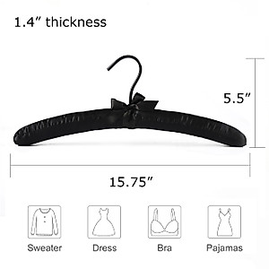 Better to U Blue Satin Padded Sweater Hangers 10 Pack, Blouse Hanger with Thick & Soft Foam for Bridal Wedding Dress Lingerie, Smooth Silk Covered Shirt Hanger Without Shoulder Bump