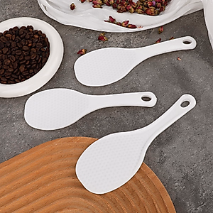 6 Pcs White Plastic Rice Paddle Non Stick Standing Rice Spoon Heat Resistant Rice Cooker Spoon Large Plastic Rice Spatula 7.5 Inch