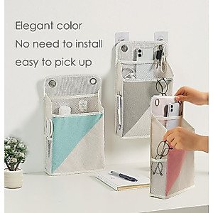 Someteth 2pcs Wall Hanging Storage Organizer Bag, Hanging baskets with pockets for Wall organizing, Storage Hanging Bag for Bedroom, Dormitory, Study Room, Bathroom (Grey/White)