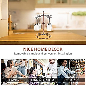 VOSAREA Countertop Wine Rack Wine Glass Holder Red Wine Drying Rack Freestanding Stemware Holder Stand Holds Up to 4 Glasses for Home and Bar Storage Bronze Goblet Storage Rack