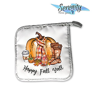Decorative Cloth Kitchen Oven Mitt Pot Holder Set | Autumn Fall Halloween | Home Decor Seasonal Holiday Decorations | Rustic Harvest Pumpkin Spice Coffee