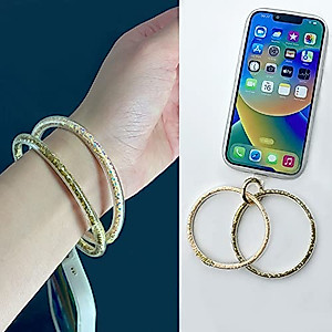 BERITNI Wrist Lanyard, Fashion Bling Phone Lanyard Wrist Strap Keychain Holder, Cell Phone Wrist Strap Loop, Silicone Phone Wristlet Charm Compatible with iPhone, Smartphones, Yellow + Gold