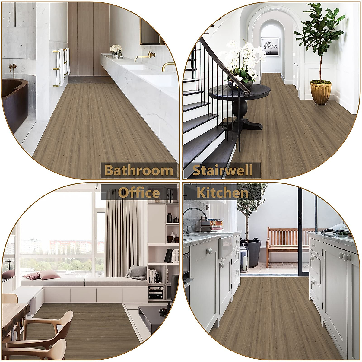 WIFEA Vinyl Flooring Roll 15.7"x 393.7"/43 Sq.Ft, Wood Grain Self Adhesive Vinyl Floor Tiles Wear-resistant and Waterproof Vinyl Plank Flooring for Bedroom Living Room Office Balcony RV, Light brown