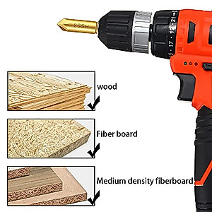 Kigauru 6 Pcs Countersink Drill Bit Set 1/4 Inch Hex Shank 90 Degree Sets High Speed Steel 5 Flute Countersink Bit Wood Quick Change Bit 6mm-19mm with 1 Pcs Automatic Center Punch Tool