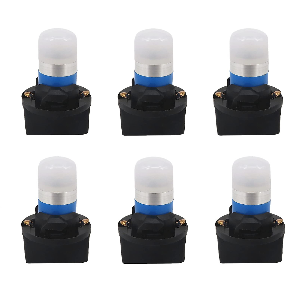 WLJH Blue T10 Led Bulb Dash Lights Dashboard Instrument Panel Cluster Gauge 2825 194 w5w Car Interior Lamp Twist Sockets Pc195 Pc194 Pc168, Pack of 6