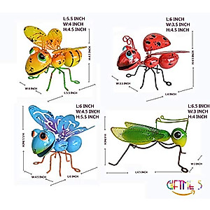 GIFTME 5 Metal Garden Sculptures Statues Yard Art Decoration,Set of 4 Garden Decor Perfect Hanging The Tree, Porch,Backyard or Patio Wall Decor