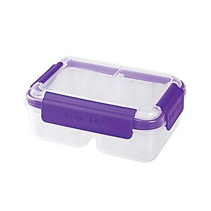 SnapLock by Progressive Deep Split Container - Purple, Easy-To-Open, Leak-Proof Silicone Seal, Snap-Off Lid, Stackable, BPA FREE