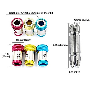 JFOGO 6 Pieces Magnetic Screw Ring With 2 Pieces Ph2 Screwdriver Bit Set,Magnetizer Screw Removable For 1/4 Inch/6.35mm Hex Screwdriver and Power Bits (MIX)