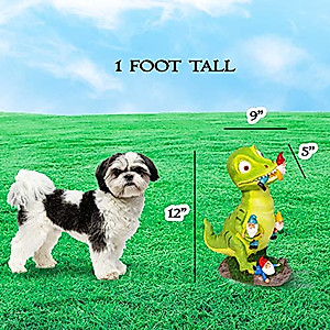 Garden Gnomes Galore Dinosaur Eating Gnomes Garden Statue - Garden Gnomes Outdoor Funny Gnomes Decorations for Yard - Funny Gnomes Inappropriate Nomes - Dinosaur Eating Garden Gnomes Naughty Gnomes