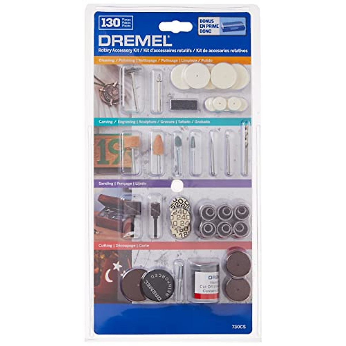 Dremel 730CS 13-Piece Maker Rotary Tool Accessory Kit- Includes Carving Bits, Drill Bits, Sanding Drums and Discs, Grinding Stones, Buffing Wheels, Cutting Discs, and a Storage Case