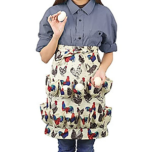 Foxyoo Egg Apron for Fresh Eggs,Egg Collecting Apron with Deep Pockets,Chicken Egg Apron for Women,Egg Baskets Holder Apron-Half Body Style