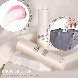 NewBang Color Changing Blush Stick for Cheeks Makeup,Clear Blush PH Temperature Changing Pink Cream Blusher Magic Waterproof Face Stick Multi-Use Lips and Cheek Tint,Matte Finish Natural Lightweight