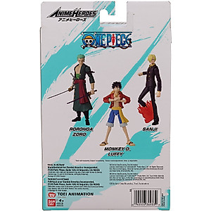 BANDAI Anime Heroes One Piece Figures Sanji Action Figure | 17cm Articulated Sanji Anime Figure with Swappable Arms and Faces One Piece Action Figures Pirate Toys Range