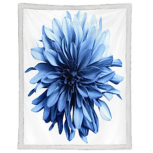 Blue Flowers Dahlias Throw Blanket Baby Blankets for Baby Boys Girls, Soft Cozy Lightweight Warm Blanket for Nursery Couch Sofa Chair Recliner Bed Baby Gifts 30x40 Inch