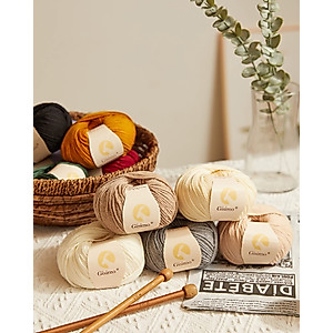 GISIMO 100% Merino Wool Yarn, 6-Ply Luxurious and Soft Yarn for Hand Knitting & Crocheting, 1.76 OZ/50g, 127 yds/116 Meters (Ivory, 1 Ball)