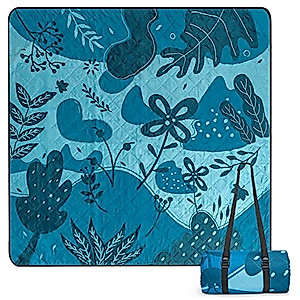 Homde Picnic Blanket 79"x79" Beach Blanket Waterproof Sandproof for Outdoor Beach Camping Hiking Travel Machine Washable Blue Garden
