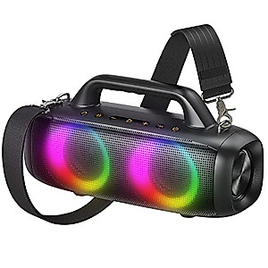 Uoudio 80W Bluetooth Speakers, IP67 Waterproof Wireless Speakers with RGB Lights, Rich Bass, 360° Stereo Sound, Built-in Mic Port, 12H Playtime, Portable Outdoor Speakers for Party Travel Beach