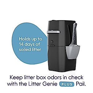 Litter Genie Plus Pail, Ultimate Cat Litter Disposal System, Locks Away odors, Includes One Refill, Black,Small