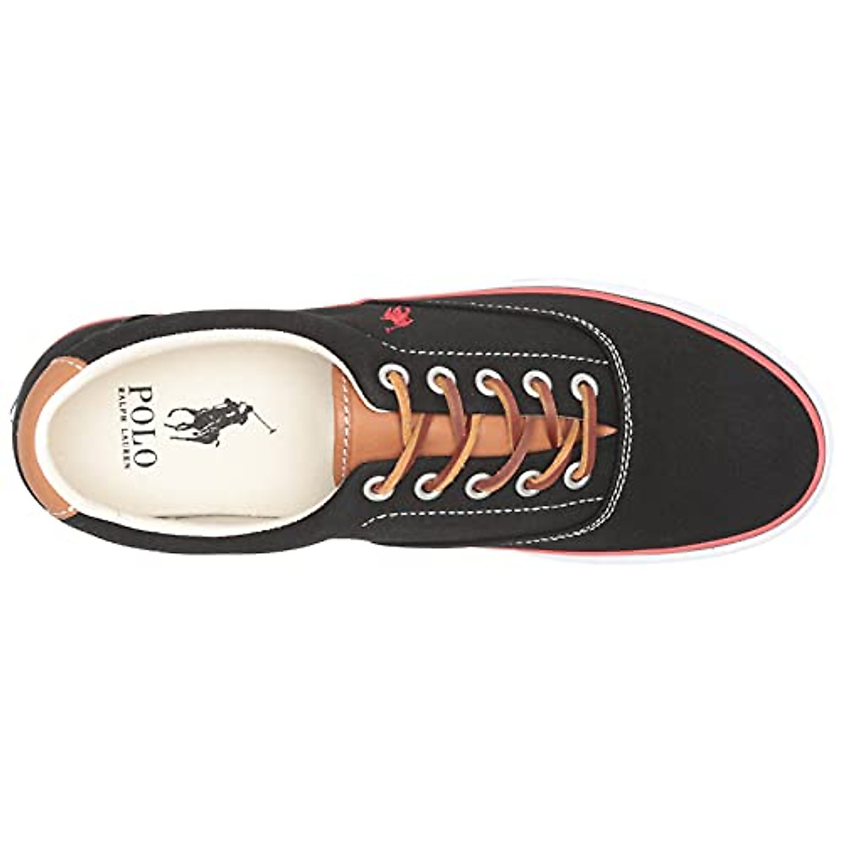 POLO RALPH LAUREN Men's Keaton-Pony Sneaker, Black/RL 2000 RED PP, 13