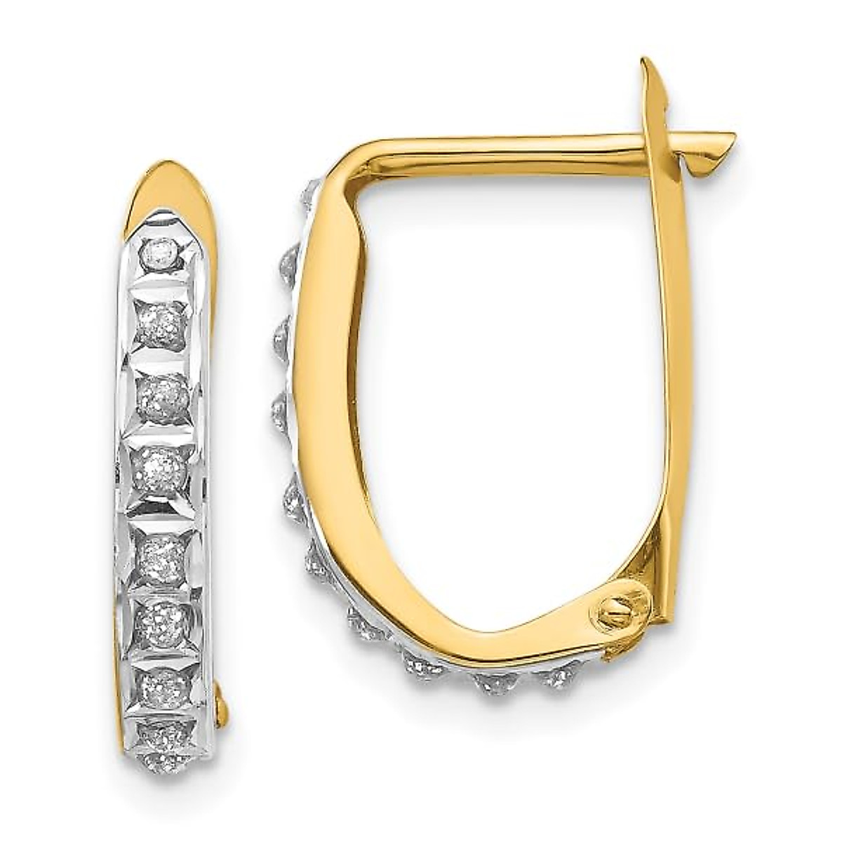 14K Yellow Gold Diamond Hinged Hoop Earrings