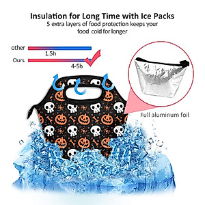 Gocerktr Halloween Bat Flower Thermal Lunch Bag for Women Men Reusable Lunch Box Waterproof Tote Bag Lunch Container Cooler Bag Work/Travel/Picnic…