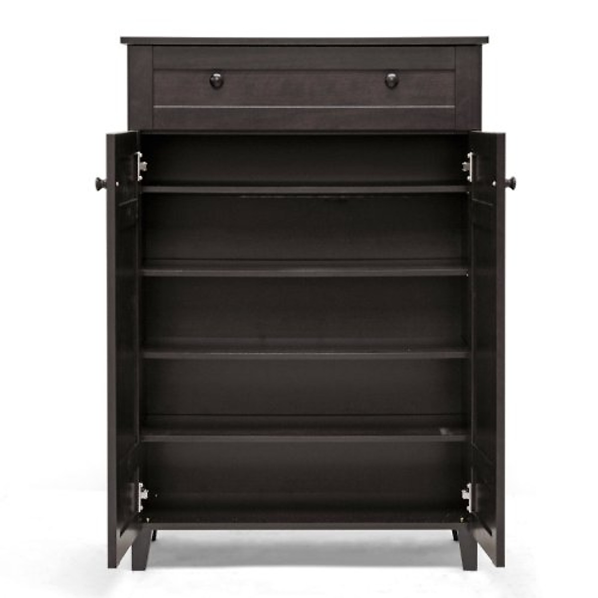 Baxton Studio Glidden Wood Modern Shoe Cabinet, Tall, Dark Brown