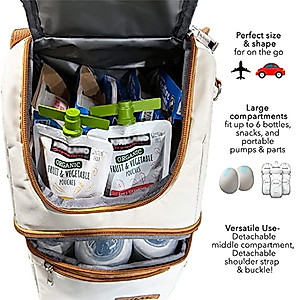 Insulated Baby Bottle Bag, Multi-Function Breastmilk Cooler Bag & Lunch Bag, Wine Carrier or for Milk Bottles Like Dr. Brown, Comotomo, Philips, Nuk, Lansinoh, etc., Cream/Brown (KMB0001)