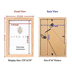 ATOBART 4x6 Picture Frame Set of 6, Made of Solid OAK Wood with Real Glass Front,4x6 Natural Wood Photo Frame for Wall Mount or Table Top Display