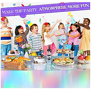 MaitianGuyou 3 Pack Iridescent Tablecloth - Disposable Plastic Table Covers Holographic Foil Iridescent Birthday Wedding Bridal Christmas Holiday Party Decorations 54x108 Inch (Laser)