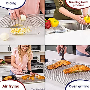 KITCHENATICS Heavy Duty Half Sheet Cooling Racks, Rust Resistant Stainless Steel Baking Racks, Wire Racks Fit Half Sheet Pan, Bacon Grill Rack for Oven, Cookie Cooling Racks 11.8" x 16.9" IN, Set of 2