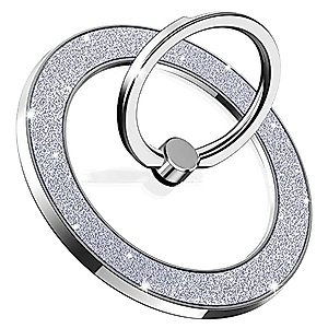 Magnetic Phone Ring Holder for MagSafe - Pikabo Magnetic Phone Grip, Phone Stand, Phone Finger Ring for iPhone MagSafe, Compatible with Wireless Charging. (Glitter Silver)