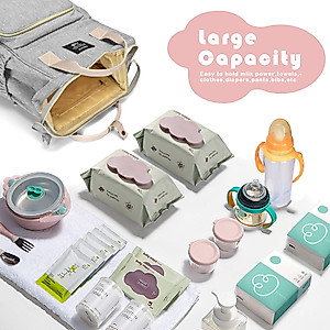 OSOCE Diaper Bag Backpack, MultiFunction Maternity Baby Bag, Waterproof and Stylish Diaper Backpack for Mom and Dad, Baby Diaper Bag with Large Capacity and Lightweight Size, Light Grey