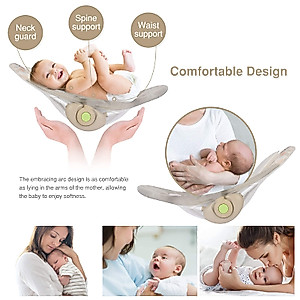 Baby Swings for Infants to Toddler, Compact Baby Swing with 6 Motions, Portable Swing with Music, Sounds, Timing, Baby Rocker with 2 Toys, Plush Seat & Soft Head Support, Machine Washable(Khaki)